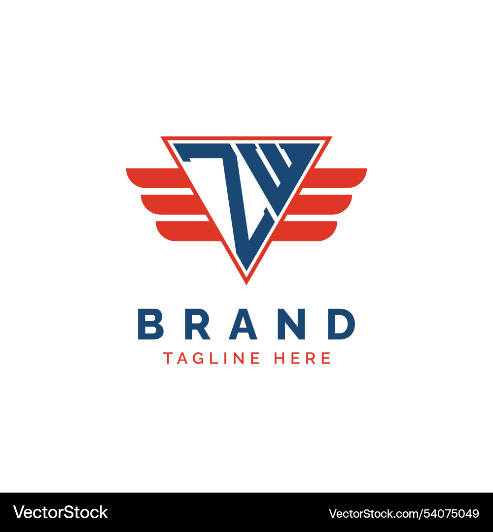 Patriotic zw logo initials letter winged Vector Image