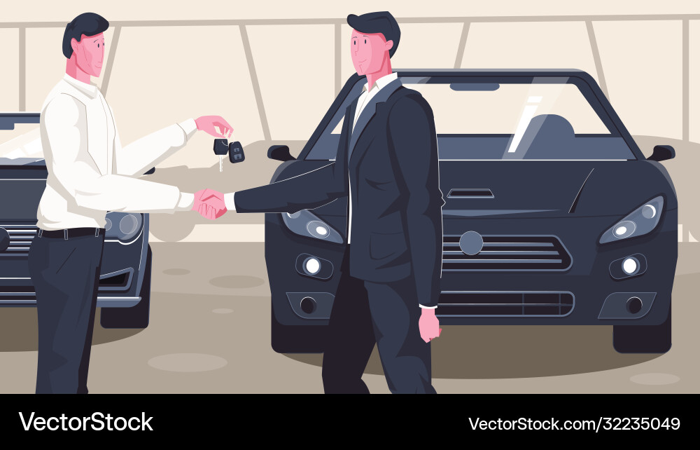 Used car dealership composition Royalty Free Vector Image