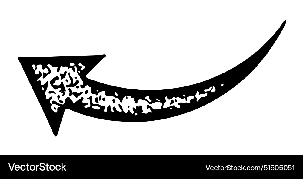 Curved black arrow with textured fill Royalty Free Vector