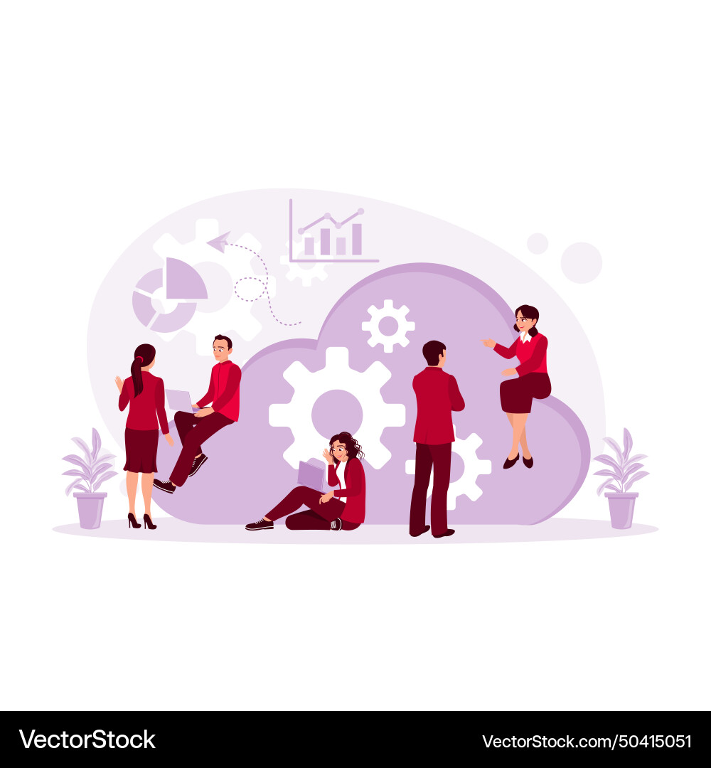 Entrepreneurs use technology in business exchange Vector Image