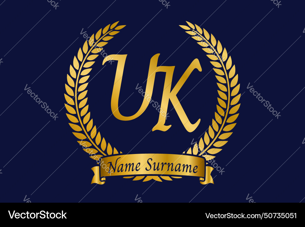 Initial letter u and k uk monogram logo design Vector Image