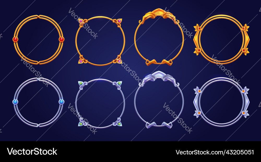 Silver and golden vintage game frames borders Vector Image