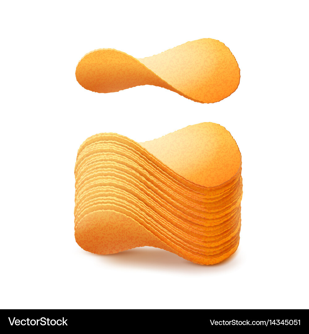 Stack of potato crispy chips isolated Royalty Free Vector