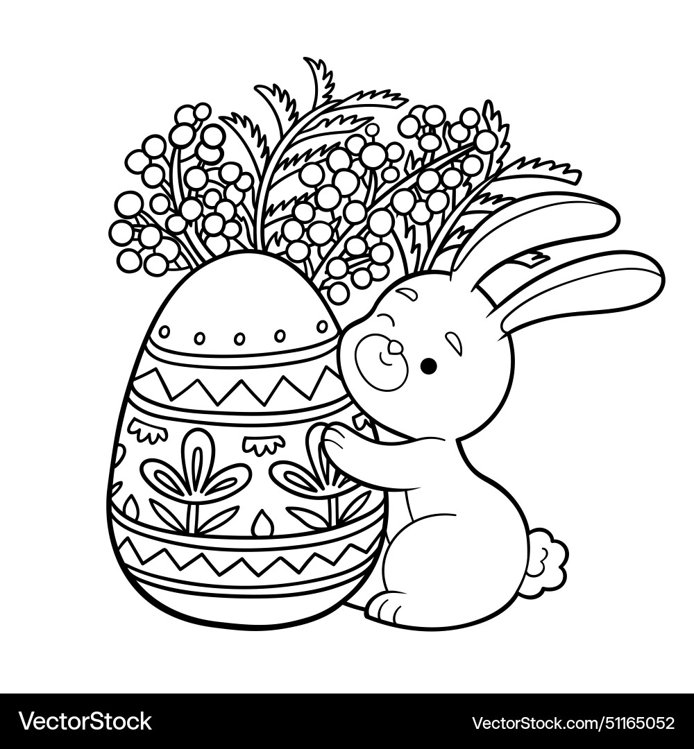 Coloring book for children easter rabbit Vector Image