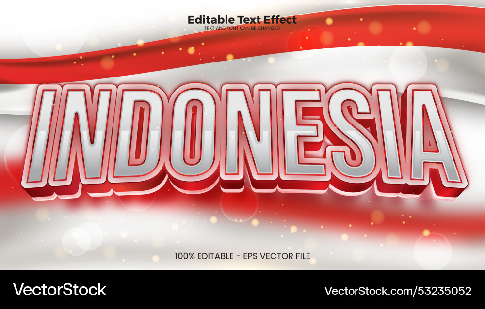 Indonesia editable text effect in modern trend Vector Image