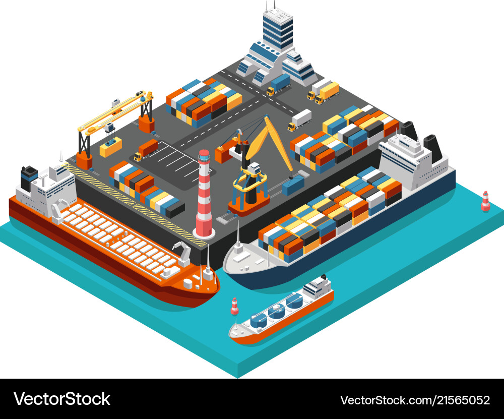 Isometric Seaport Vector Images (over 350)