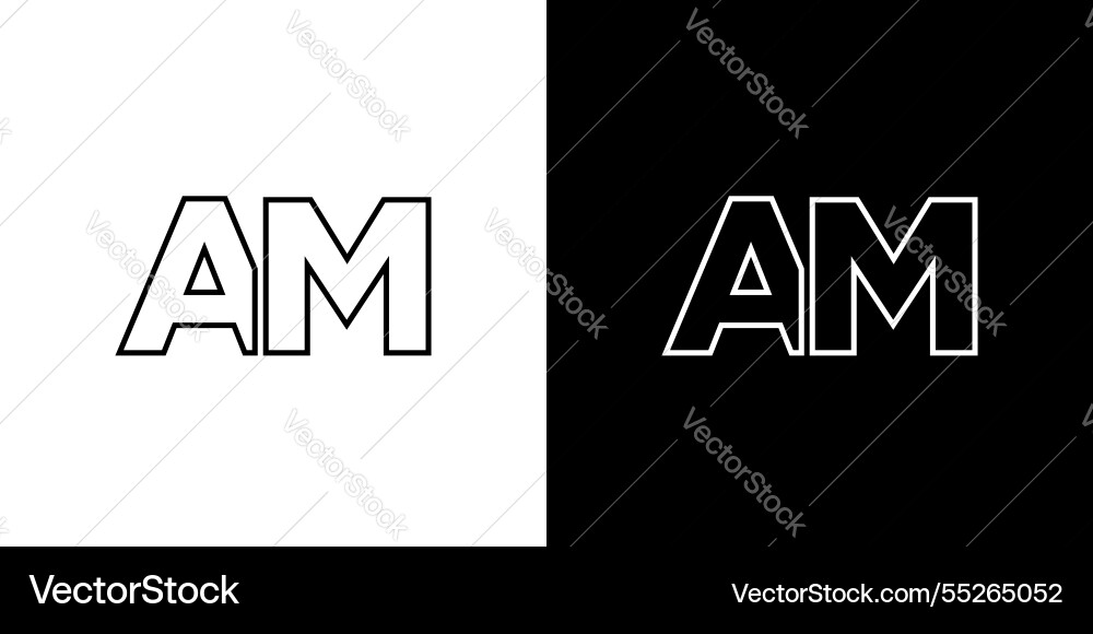 Letter a and m am logo design template minimal Vector Image