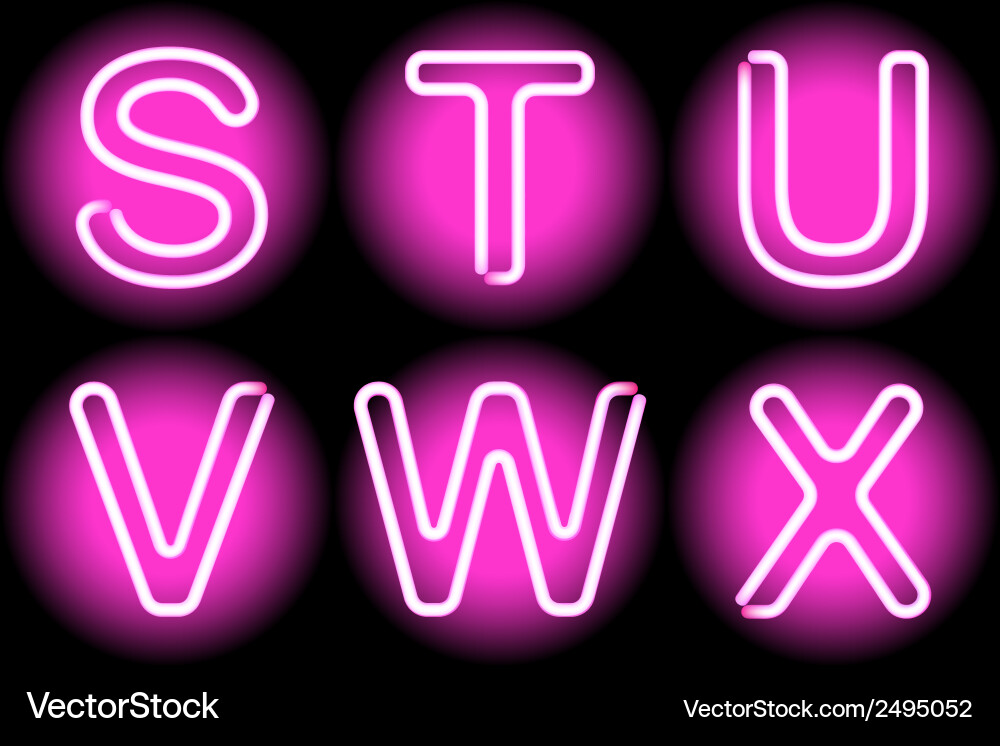 Neon letters Royalty Free Vector Image - VectorStock