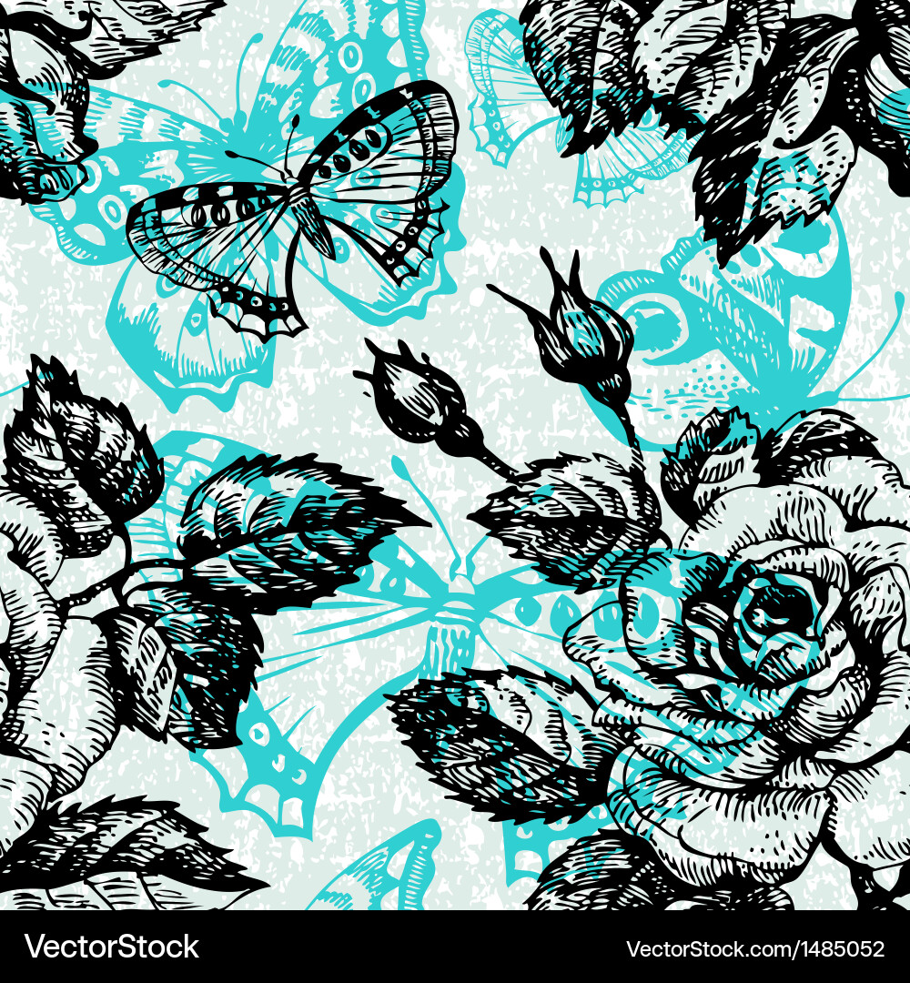 Romantic Butterfly Floral Pattern Royalty Free Vector Image
