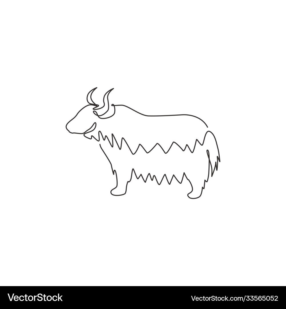 Single Line Yak Drawing Royalty Free Vector Image