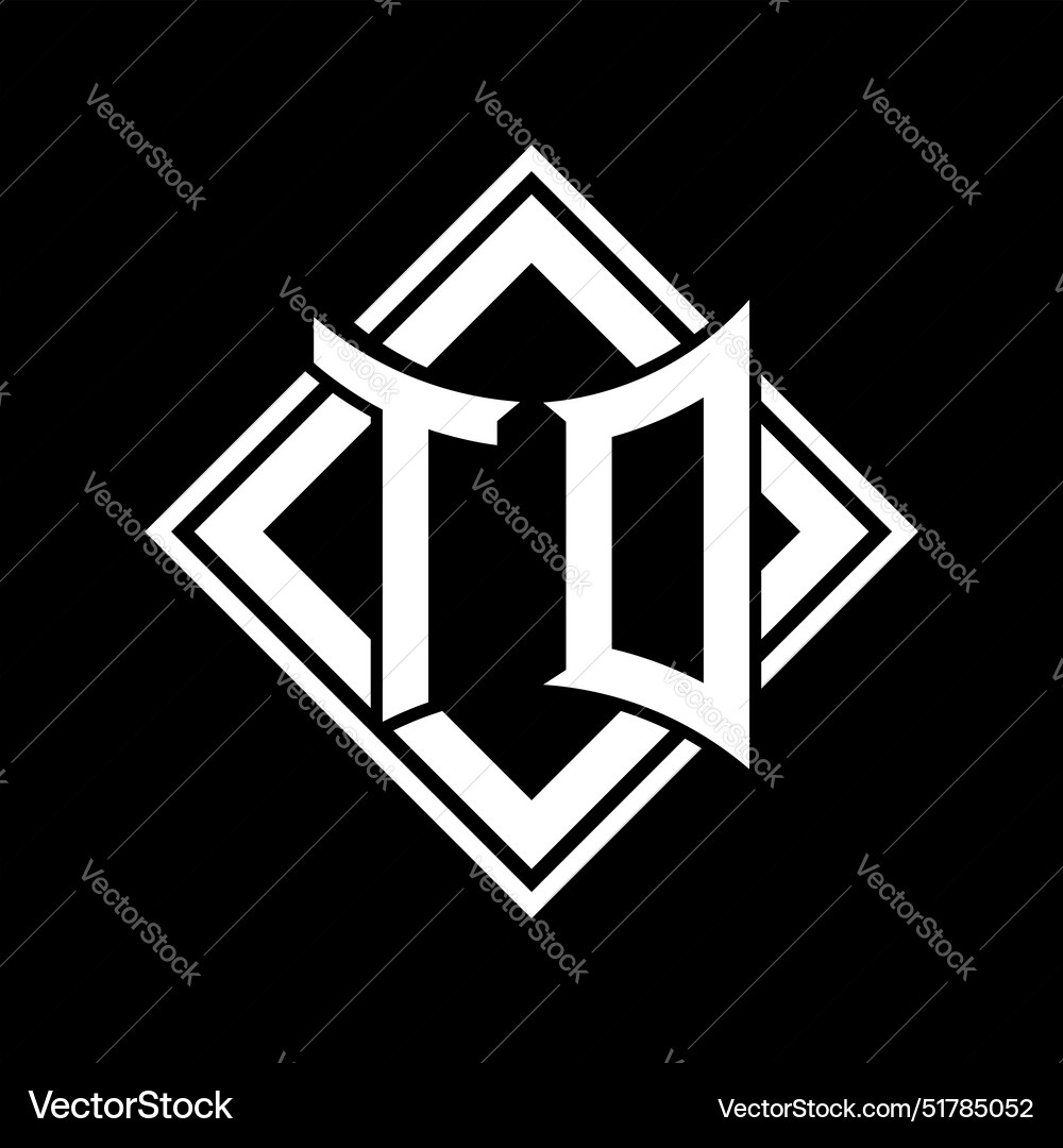 Td letter logo abstract shield shape with square Vector Image