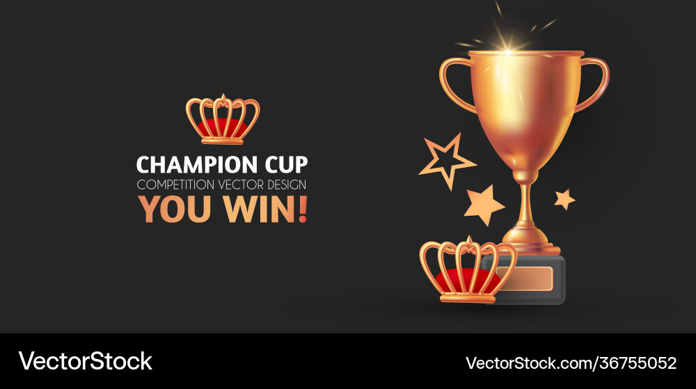 You win champion background with gold cup Vector Image