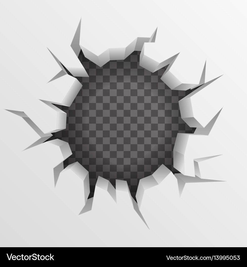 Brick wall hollow crack hole transparent Vector Image