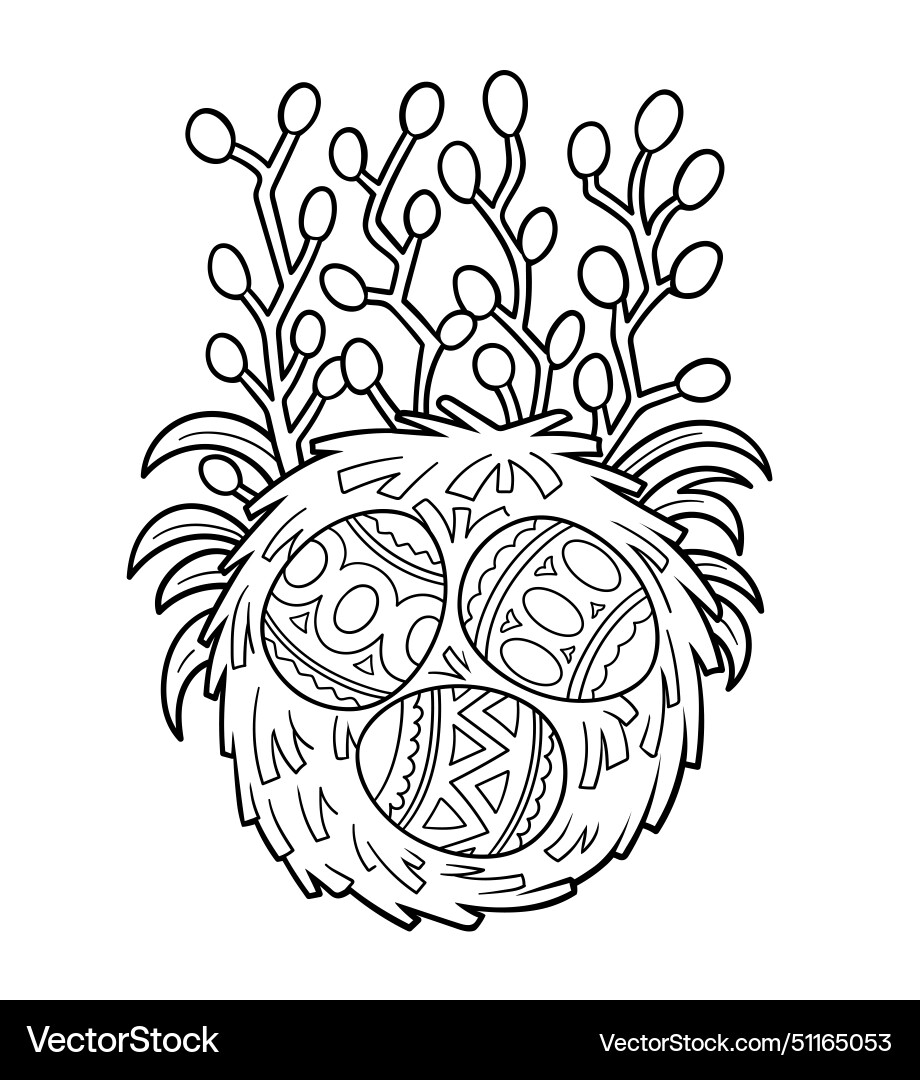 Coloring book for children easter birds nest Vector Image