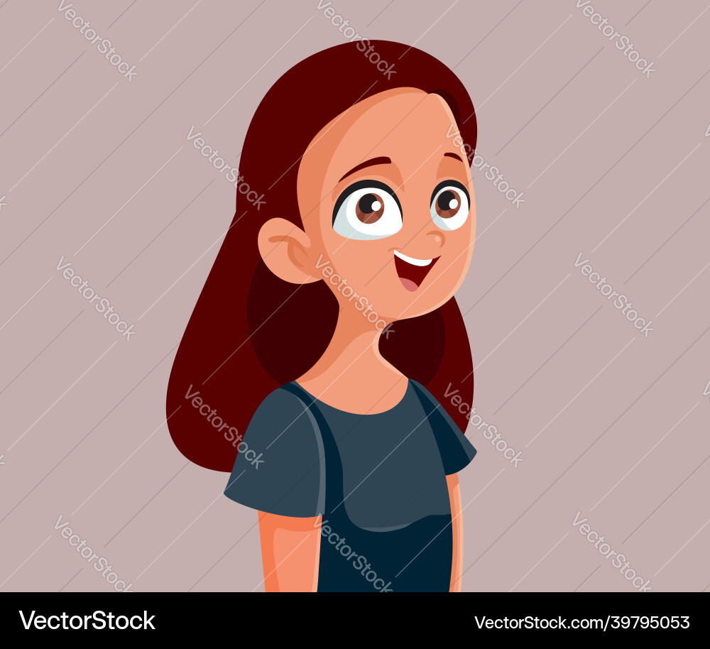 Happy teen girl smiling cartoon Royalty Free Vector Image