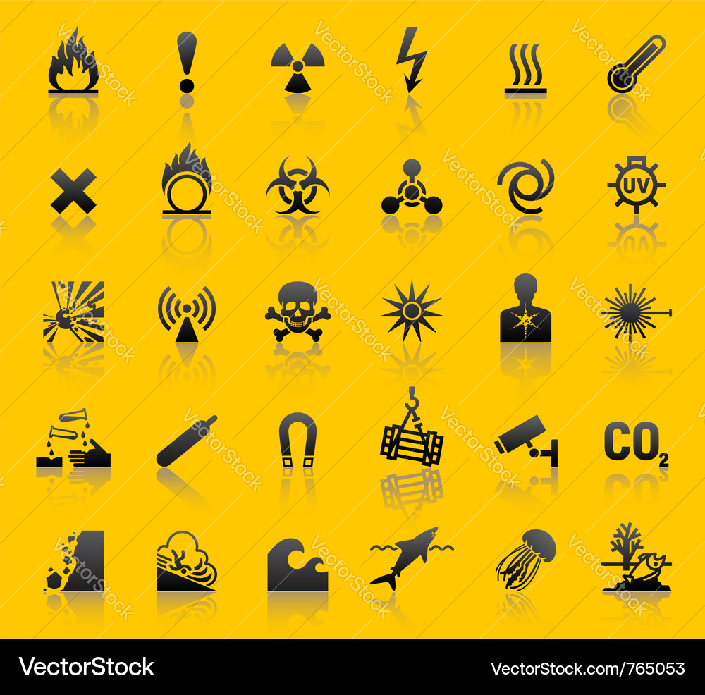 Hazard Warning Symbols Set Royalty Free Vector Image