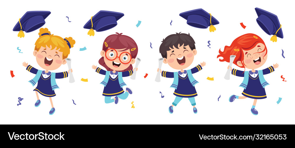 Kids in graduation costume Royalty Free Vector Image