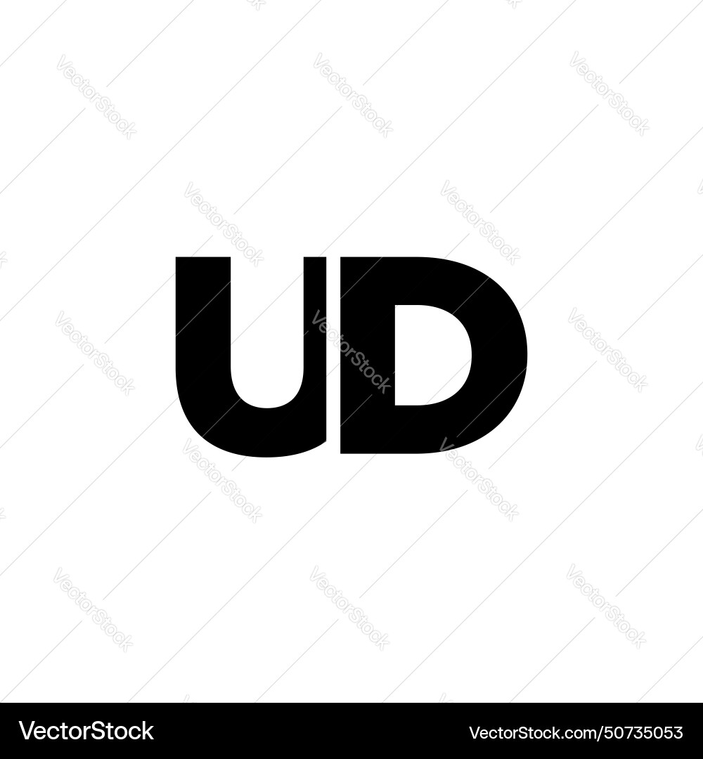 Letter u and d ud logo design template minimal Vector Image