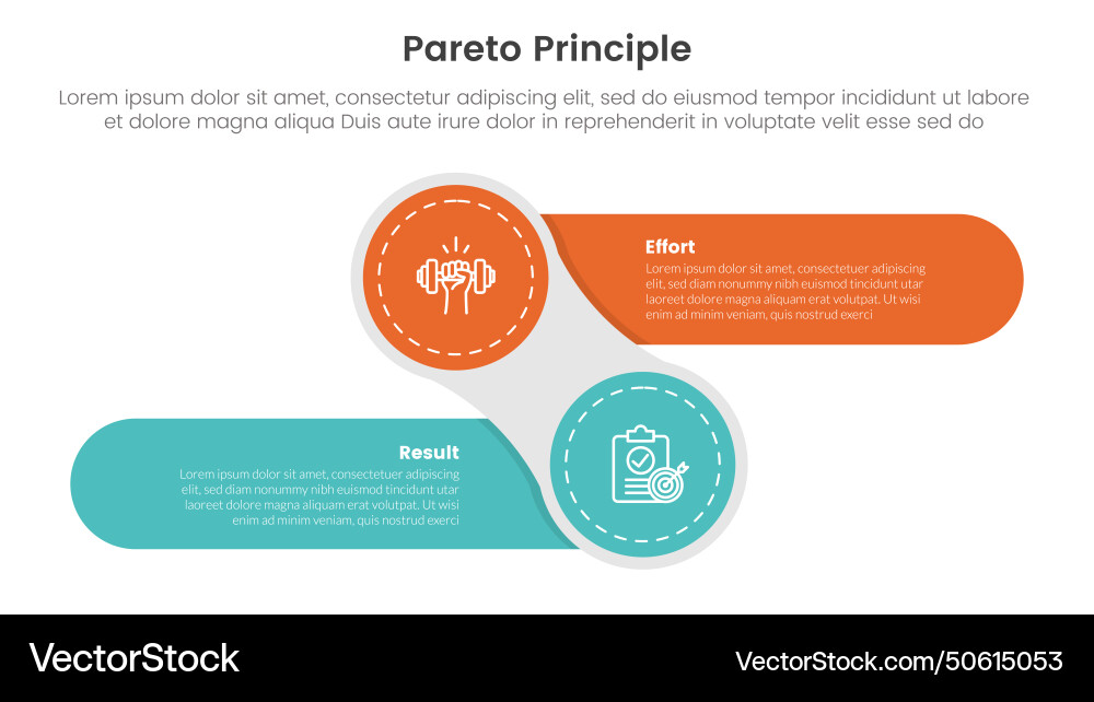 Pareto principle comparison or versus concept Vector Image
