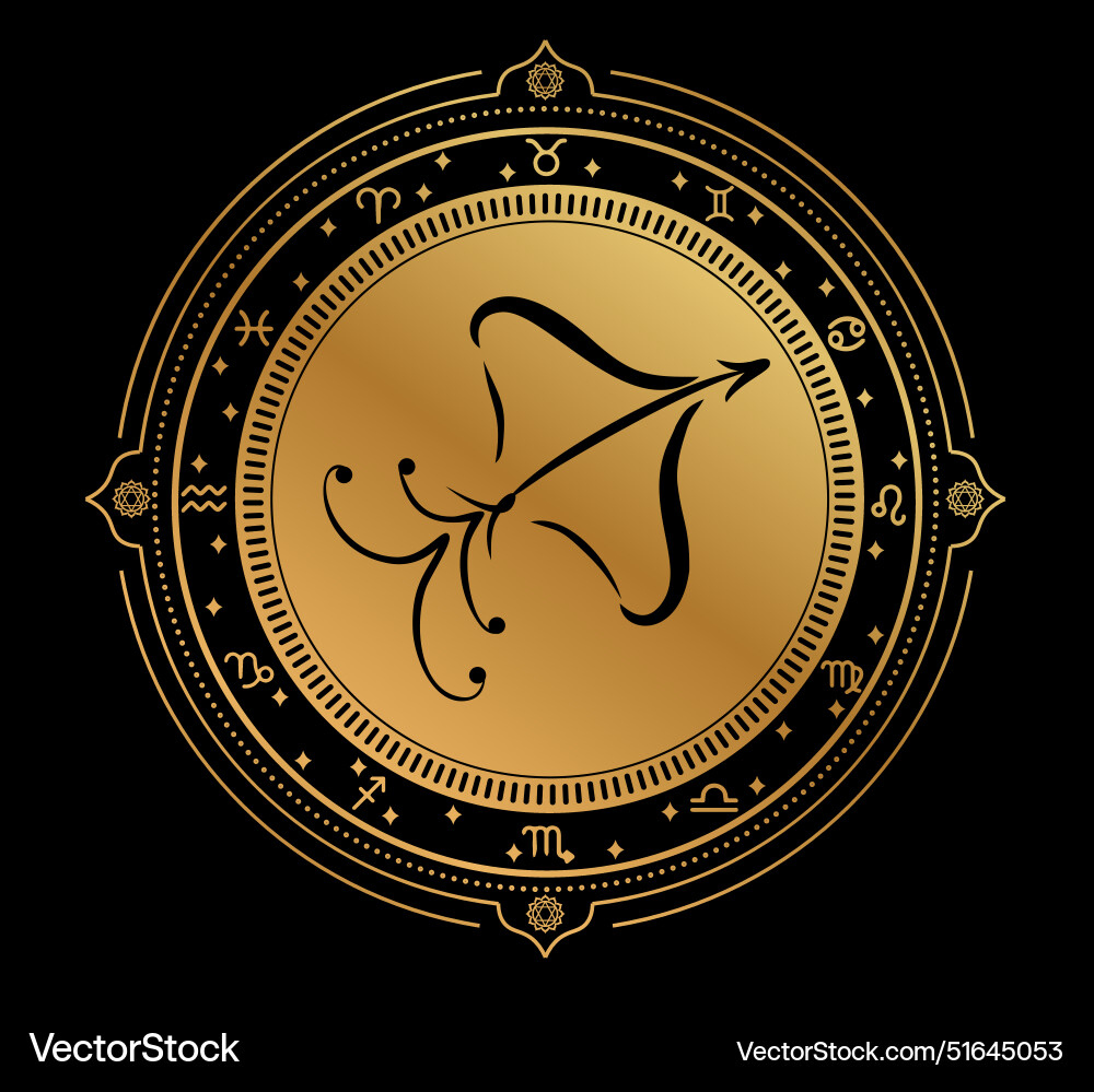 Sagittarius sign gold Royalty Free Vector Image