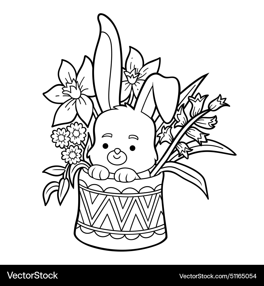 Coloring book for kids easter little rabbit Vector Image