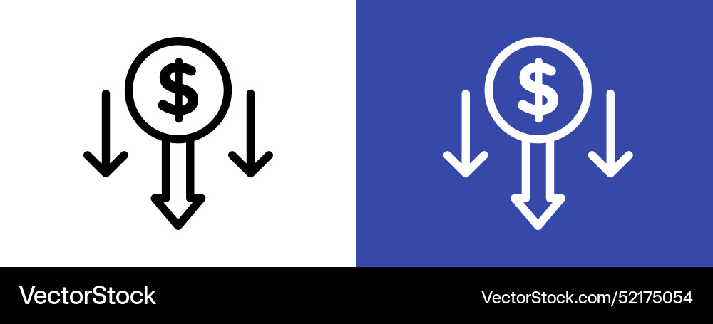 Cost reduction logo sign set outline Royalty Free Vector