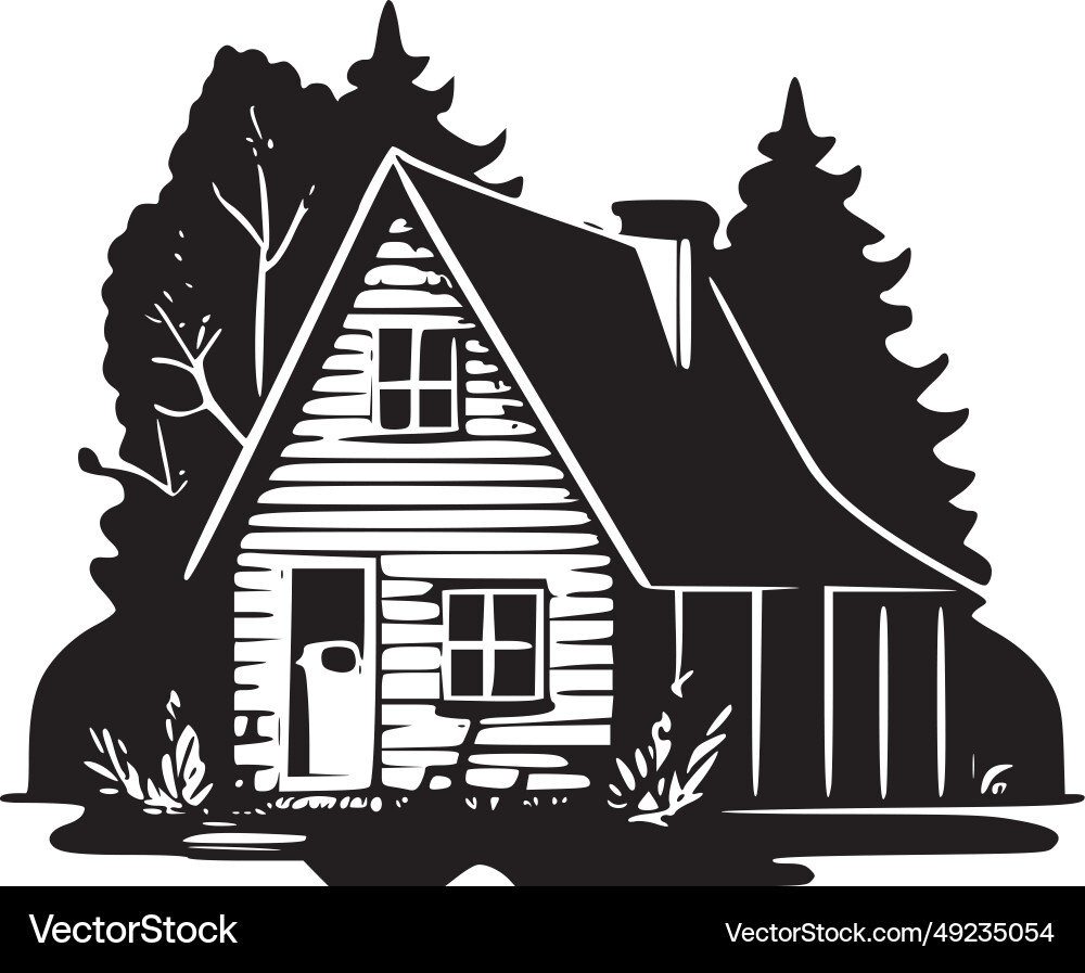 Cottage - minimalist and flat logo Royalty Free Vector Image