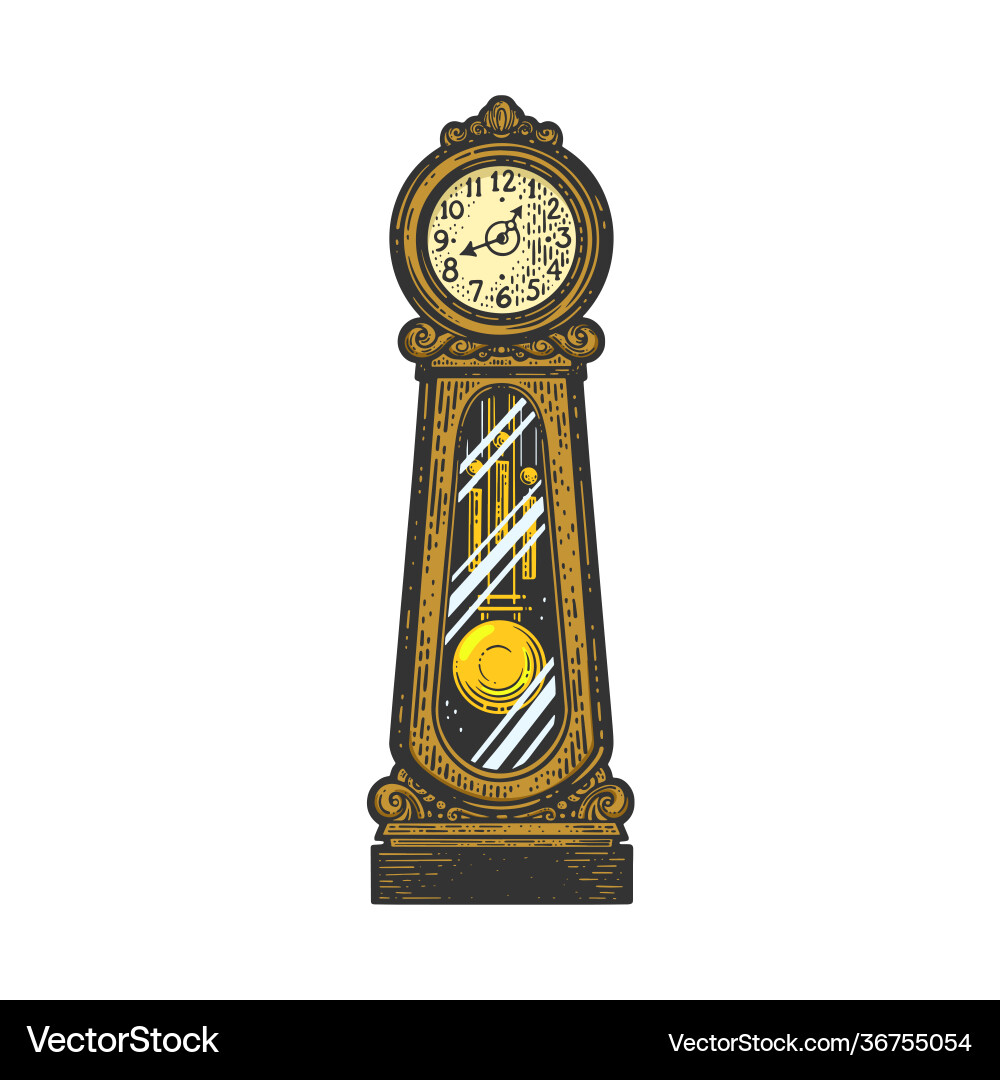 Grandfather clock sketch Royalty Free Vector Image