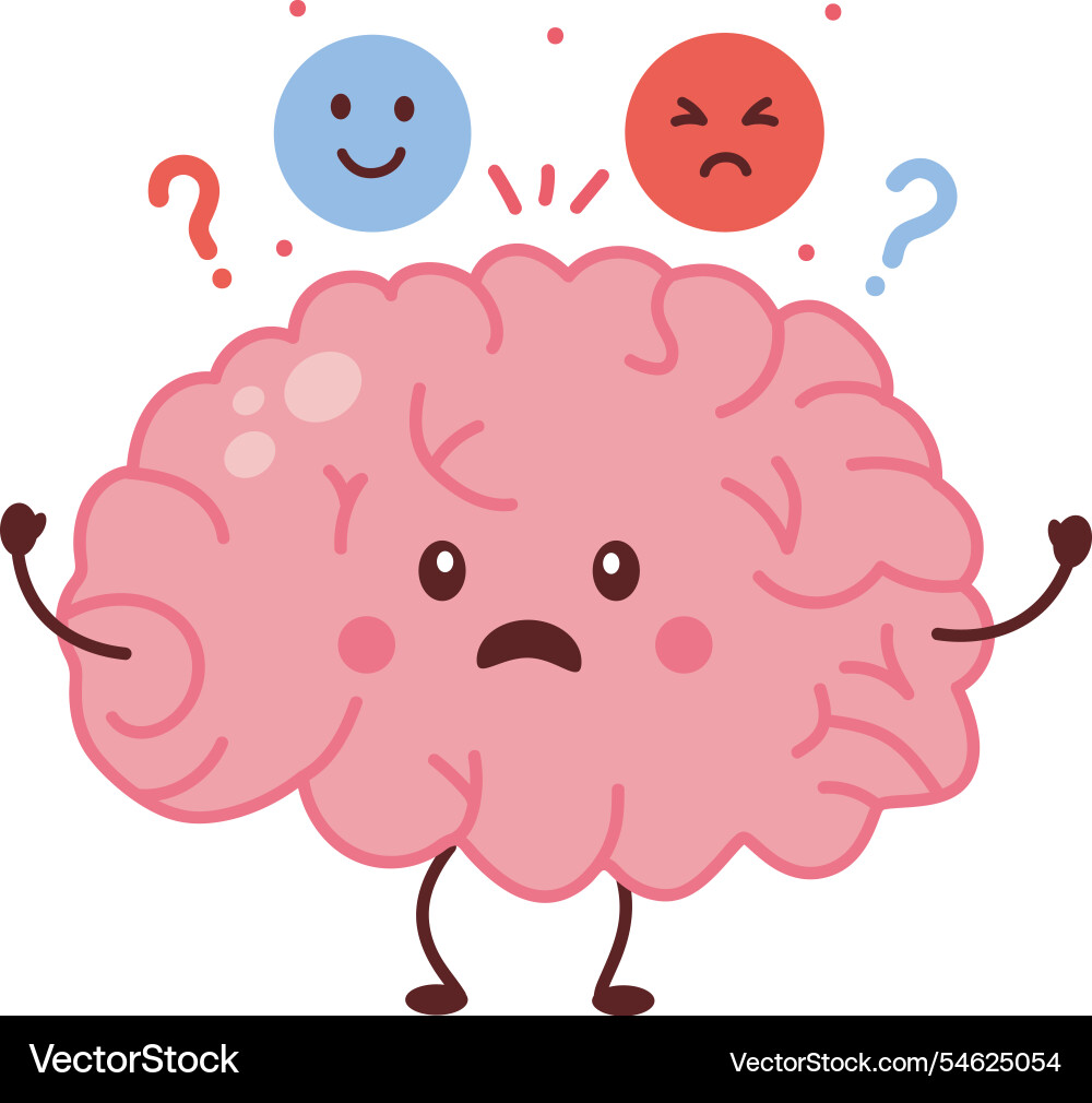 Human brain confused with depression Royalty Free Vector