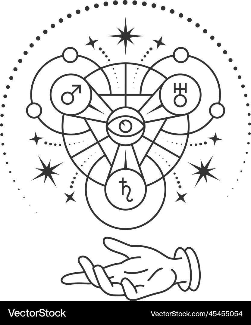 Magic ritual spell geometry astrology Royalty Free Vector