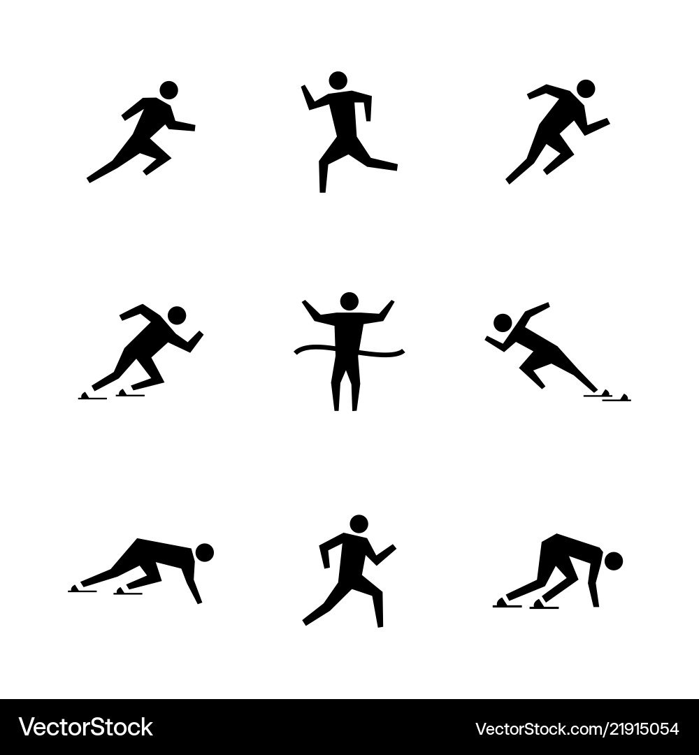 Set stick figures of runners Royalty Free Vector Image