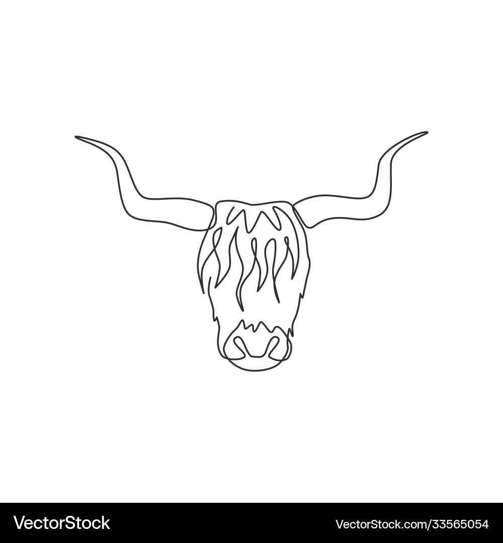 Single Line Yak Head Drawing Royalty Free Vector Image