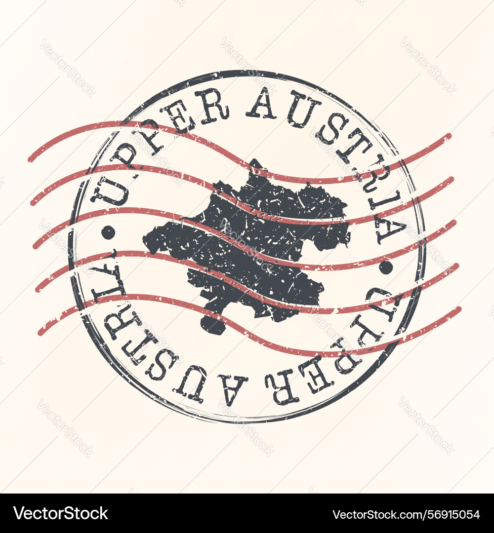 Upper austria stamp map postal Royalty Free Vector Image