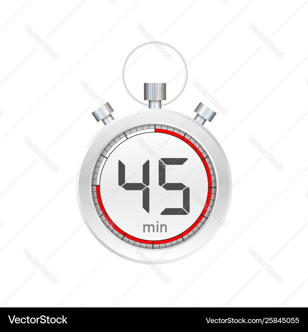 45 minutes stopwatch icon Royalty Free Vector Image 45 minutes stopwatch icon Royalty Free Vector Image