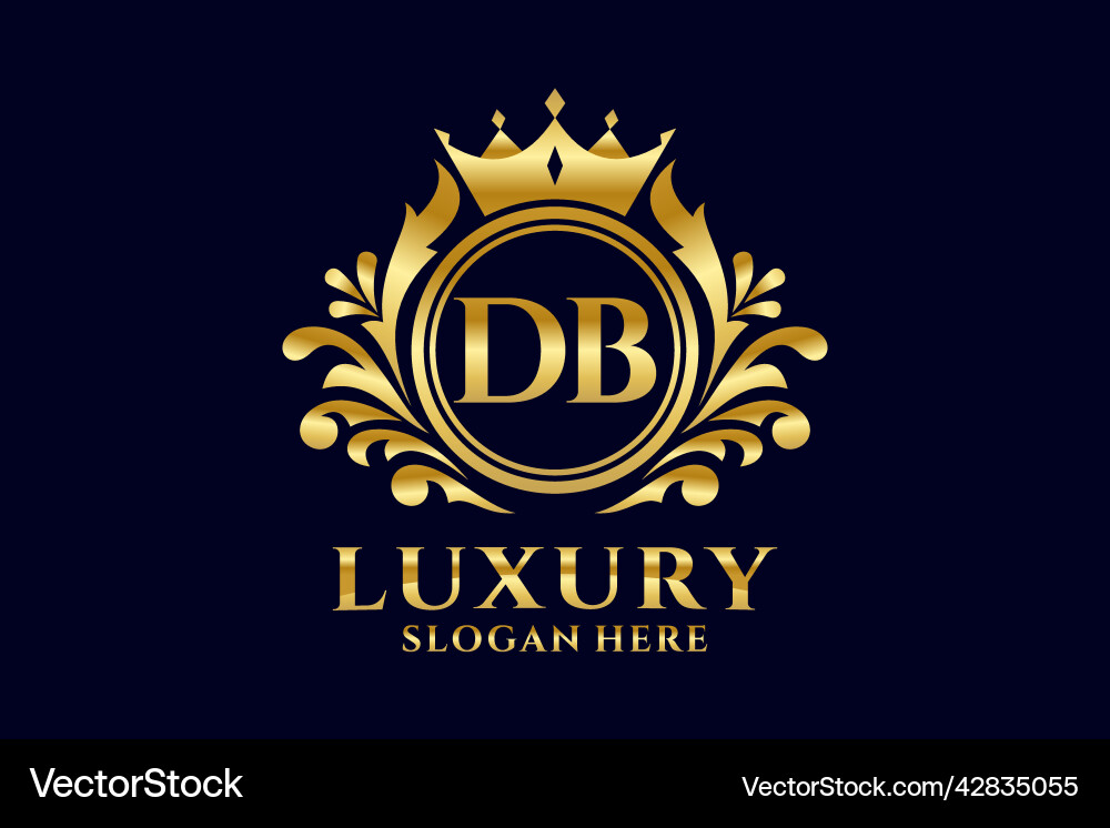 Initial db letter royal luxury logo template Vector Image