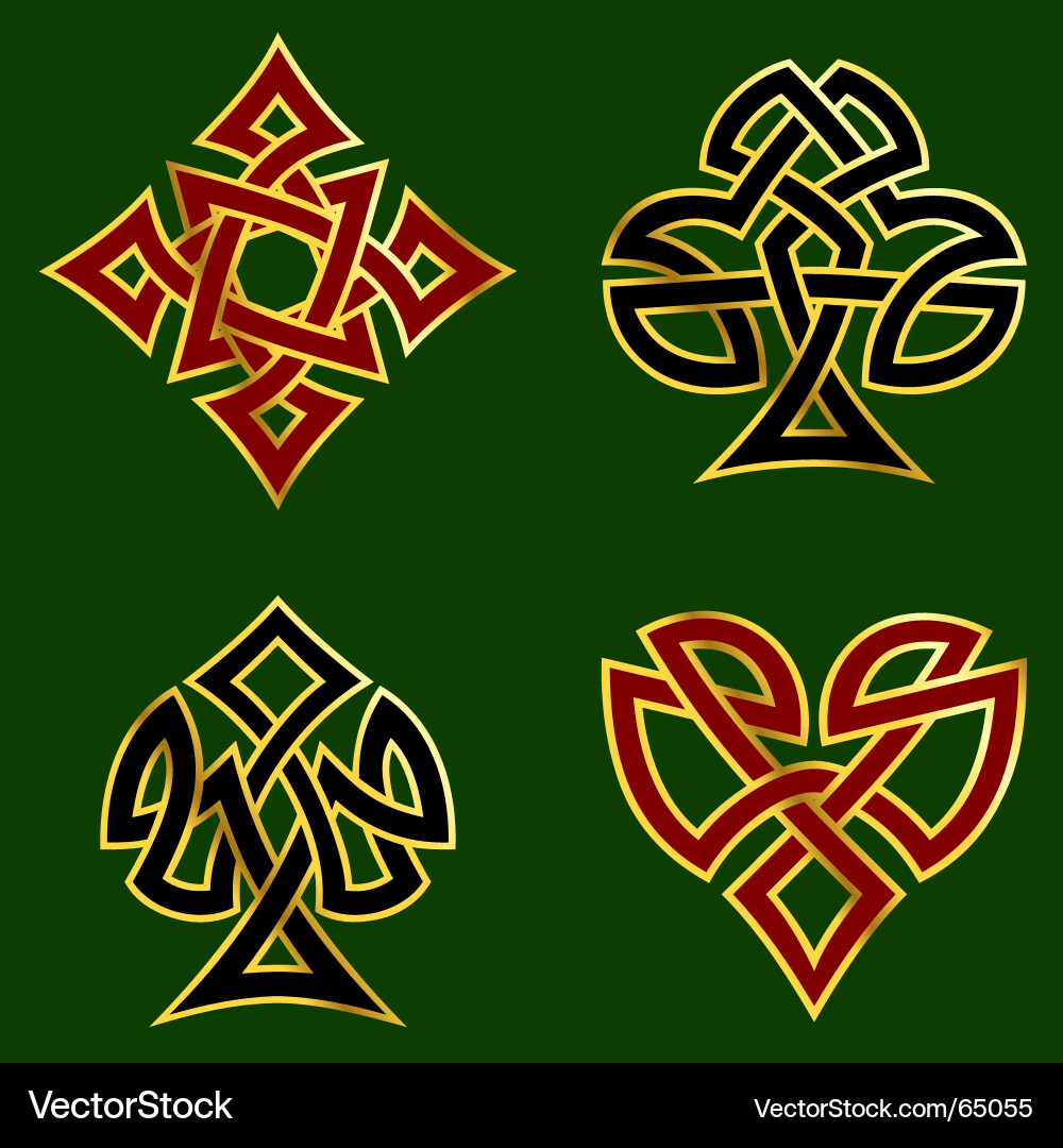 Knot work card suits Royalty Free Vector Image