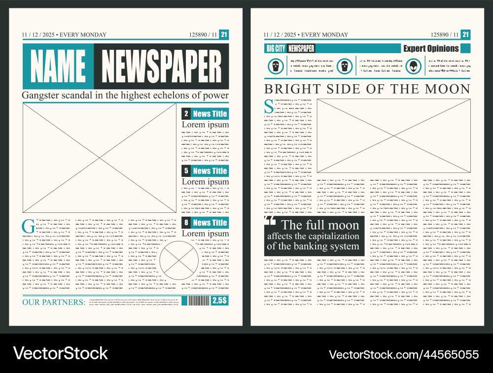 Newspaper Layout Template Royalty Free Vector Image