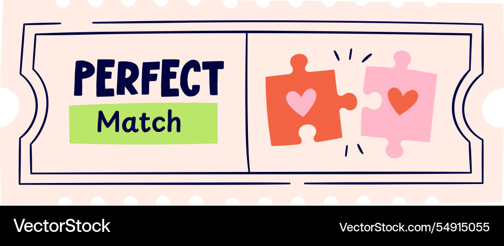 Perfect match coupon ticket Royalty Free Vector Image