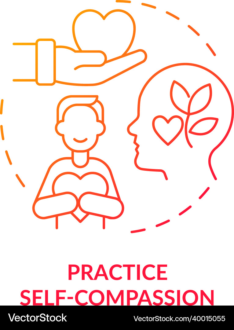 Practice self compassion red gradient concept icon