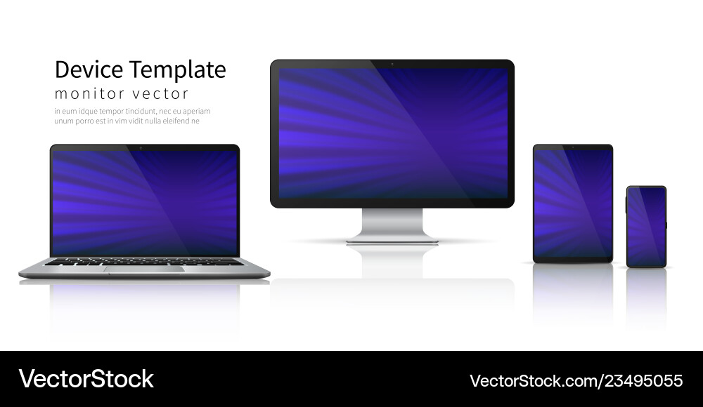 Realistic devices computer laptop tablet phone Vector Image