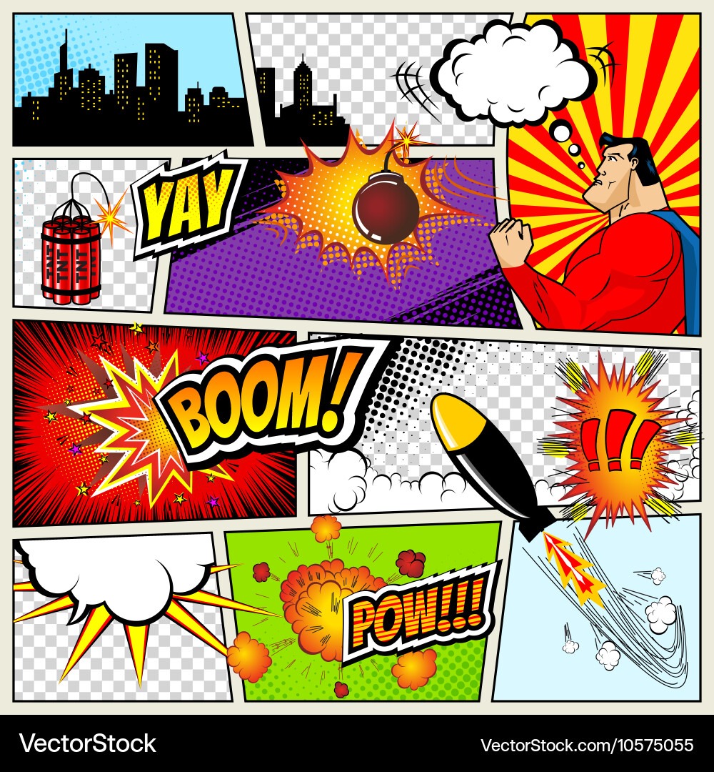 Retro Comic Book Speech Bubble Template Royalty Free Vector
