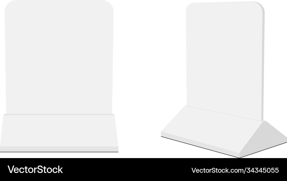 Two menu display table stands front and side view Vector Image