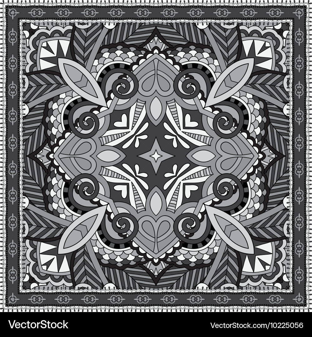 Black and white authentic silk neck scarf Vector Image