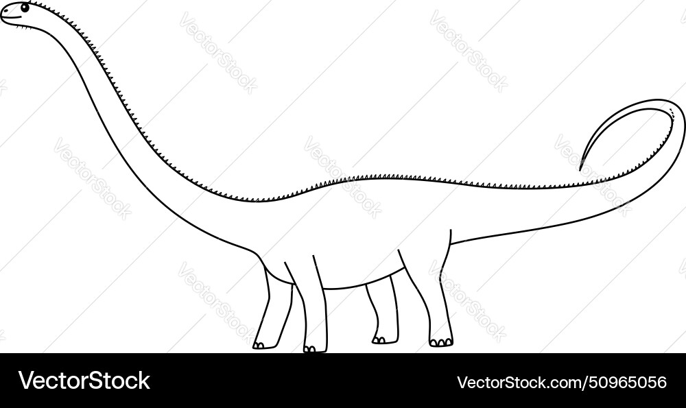 Diplodocus coloring page cute flat dinosaur Vector Image