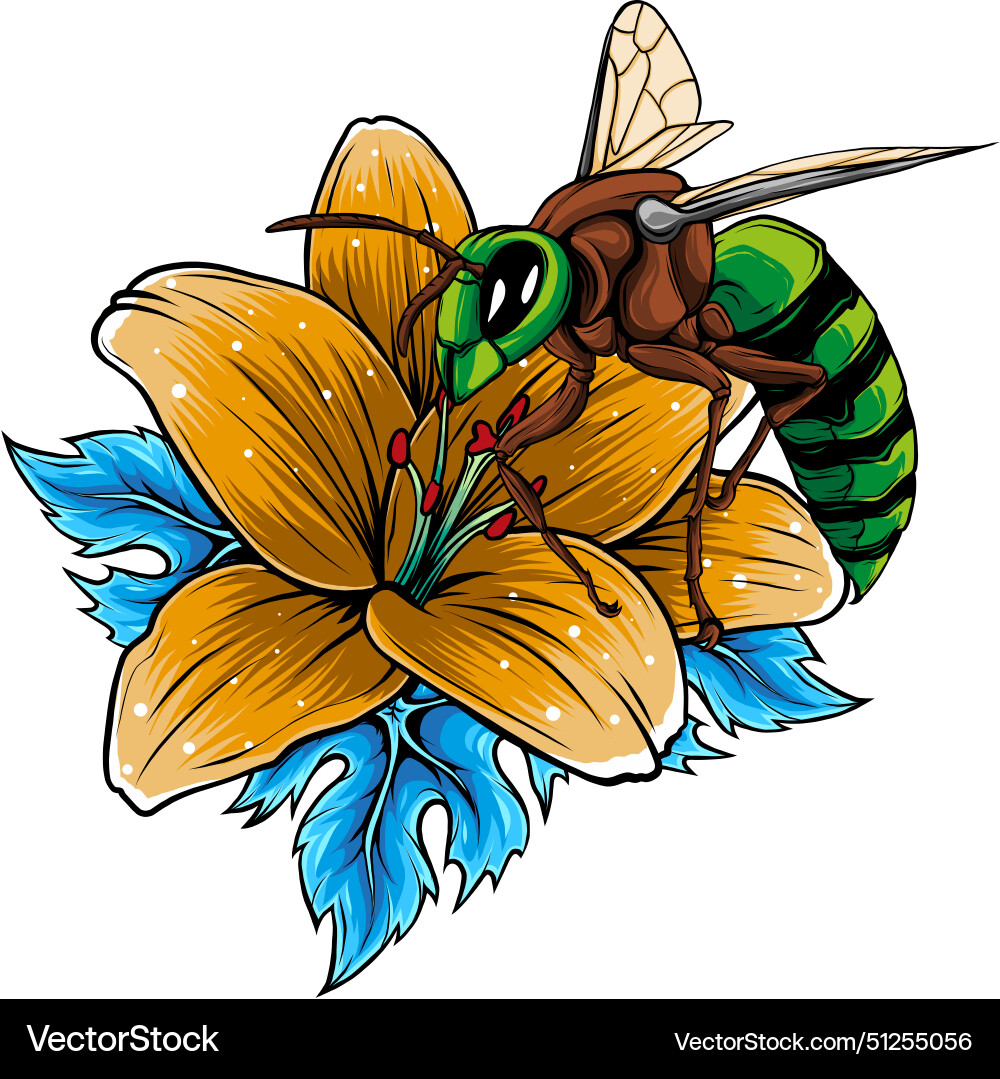 Draw of colored bee design Royalty Free Vector Image