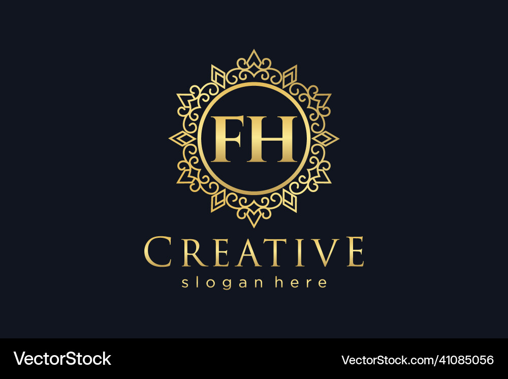 Fh initial letter luxury calligraphic feminine Vector Image
