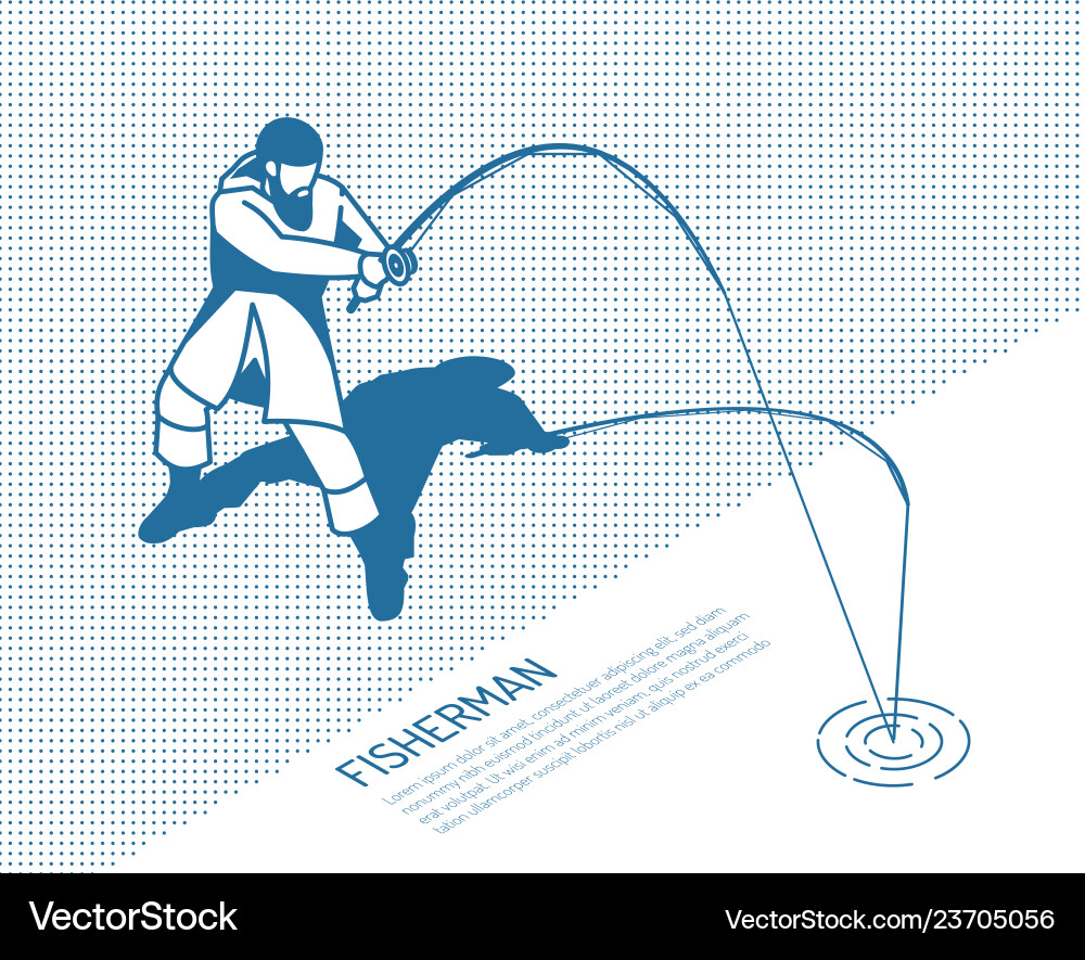 Fisherman with rod isometric Royalty Free Vector Image