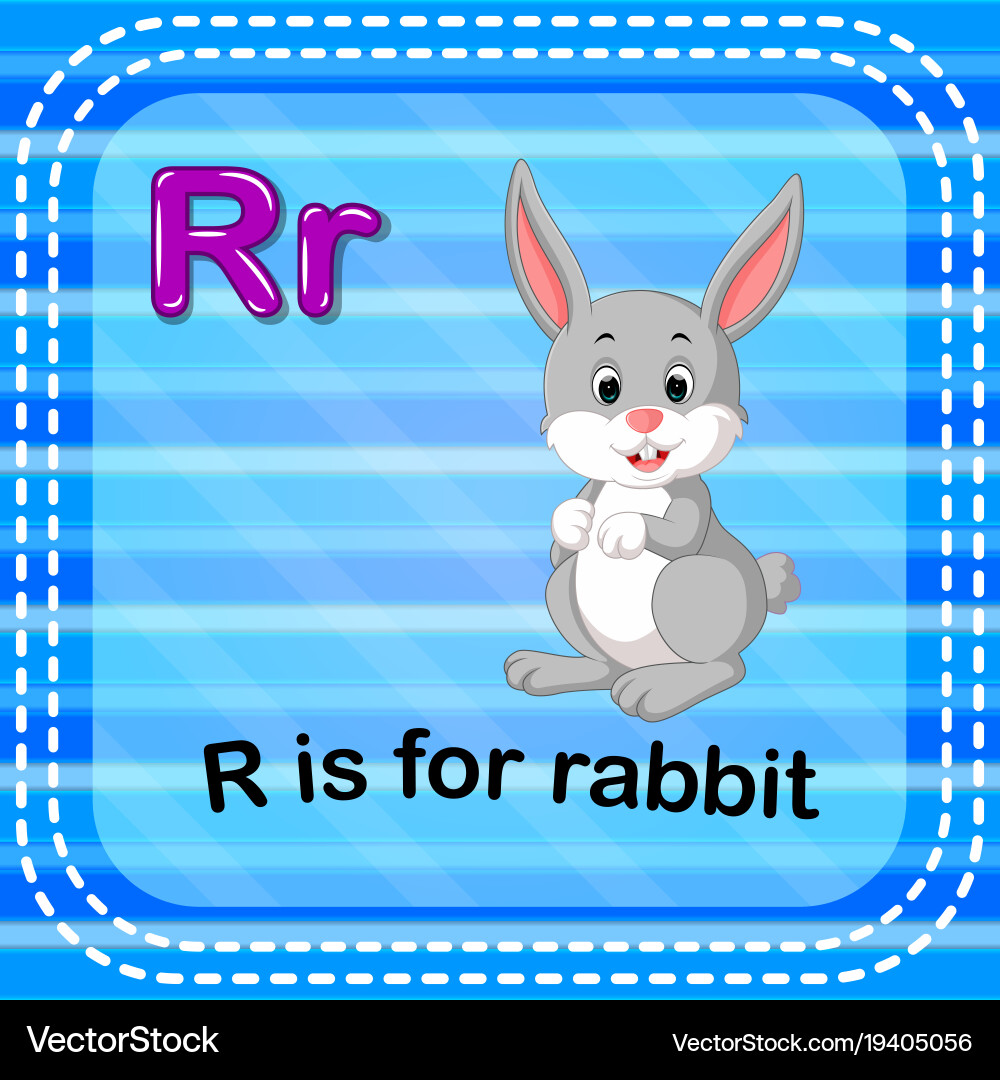 Flashcard letter r is for rabbit Royalty Free Vector Image