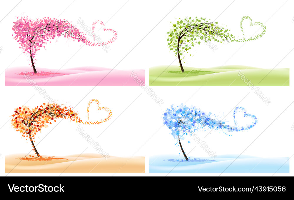 Four Stylized Seasonal Trees Royalty Free Vector Image