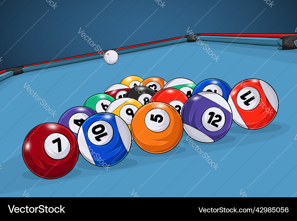 Hand drawn set of billiard balls triangle shaped Vector Image